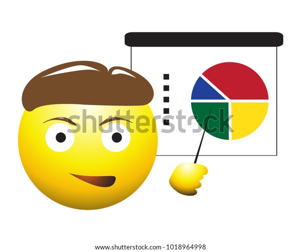 Business Man Pie Chart Emoticon Isolated: vector de stock (libre de ...