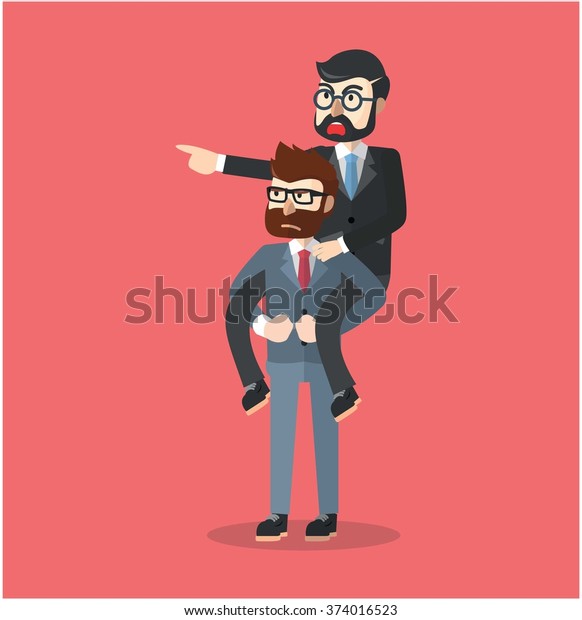 Business Man Piggy Back Stock Vector (Royalty Free) 374016523 ...