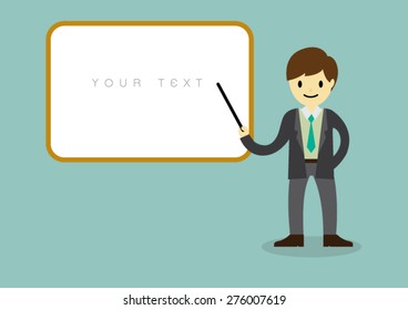 Business Man Presentation Vector Cartoon: เวกเตอร์สต็อก (ปลอดค่า ...