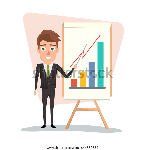 Business Man Presenting Business Chart On Stock Vector (Royalty Free ...