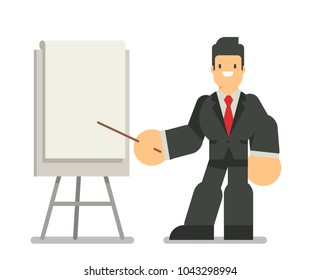 Business Man Presenting Vector Character Design Stock Vector (Royalty ...