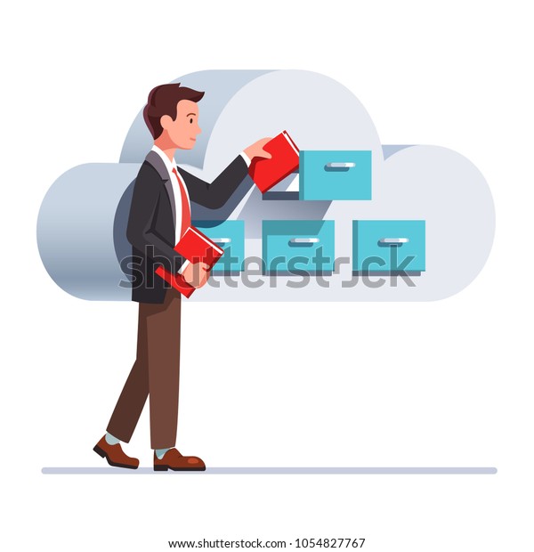Business Man Putting Document File Folders Stock Vector (Royalty Free ...
