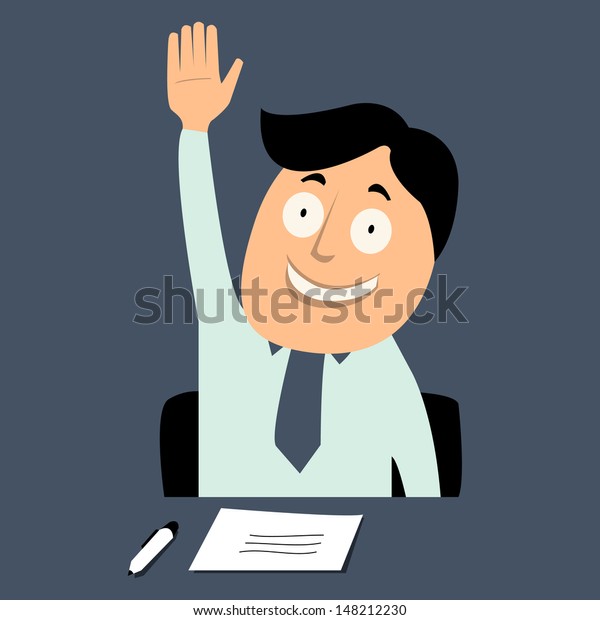 Business Man Raising Hand Vector Illustration Stock Vector (Royalty ...