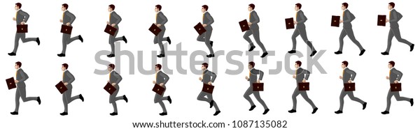 Hakuun Business Man Running Animation Sprite Sheet liittyvä vektorikuva ...