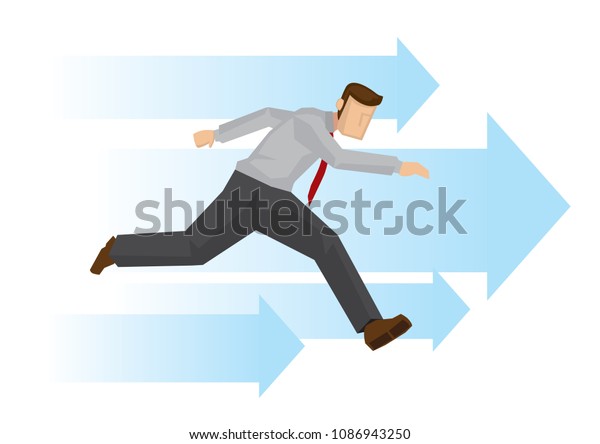 Business Man Running Forward Flying Blue Stock Vector (Royalty Free ...