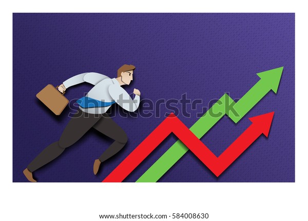Business Man Running On Graphs Background Stock Vector (Royalty Free ...