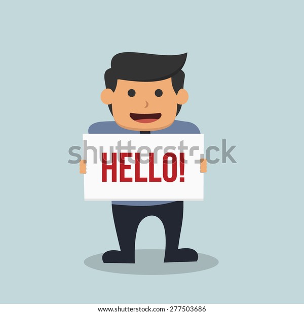 Business Man Say Hello Big Paper Stock Vector (Royalty Free) 277503686 ...