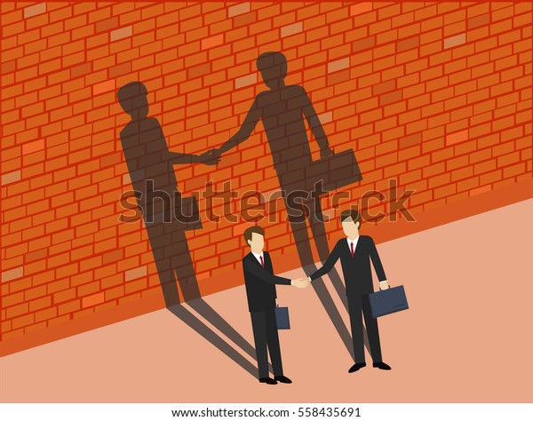 Business Man Shaking Hands Shadows On Stock Vector (Royalty Free ...