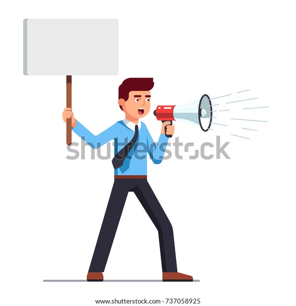 Business Man Shouting Through Loud Speaker Stock Vector (Royalty Free ...