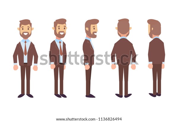 Business Man Suit Animation Front Side Stock Vector (Royalty Free ...