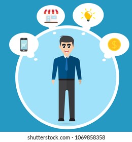 Business Man Thinking Business Vector Illustration: เวกเตอร์สต็อก (ปลอด ...