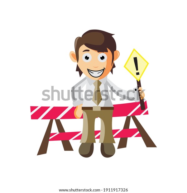 Business Man Under Construction Cartoon Character Stock Vector (Royalty ...