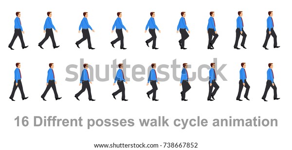 Business Man Walk Cycle Stock Vector (Royalty Free) 738667852