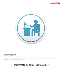Man Behind Computer Desk Icon Black: vector de stock (libre de regalías ...