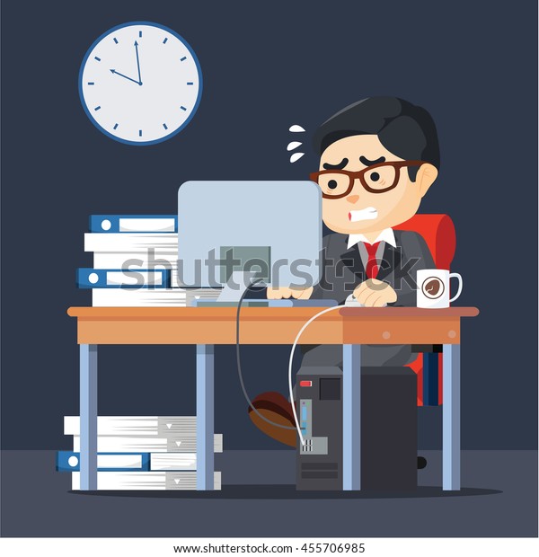 Business Man Working Hard Stock Vector (Royalty Free) 455706985