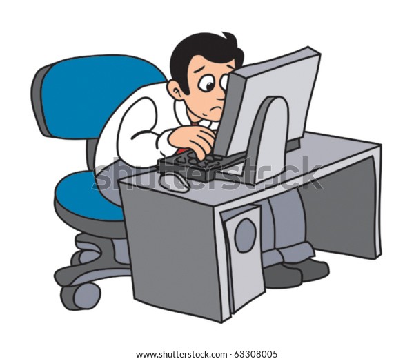 Business Man Working Hard On His Stock Vector (Royalty Free) 63308005
