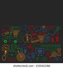 Business Management Background Pattern Finance Icons Stock Vector ...