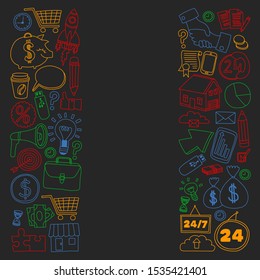 Business Management Background Pattern Finance Icons Stock Vector ...
