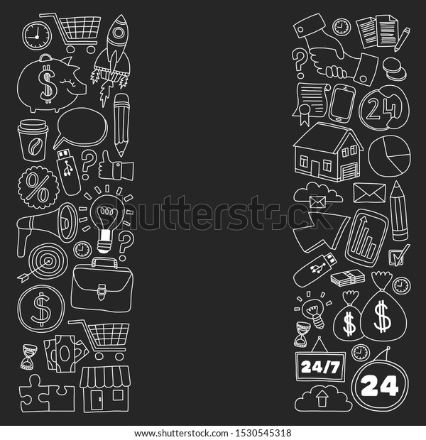 Business Management Background Pattern Finance Icons Stock Vector ...
