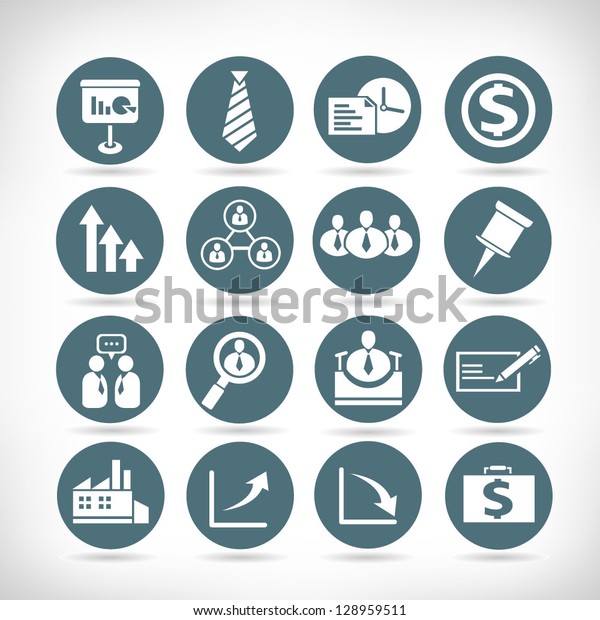 Business Management Buttons Icon Set Stock Vector (Royalty Free ...