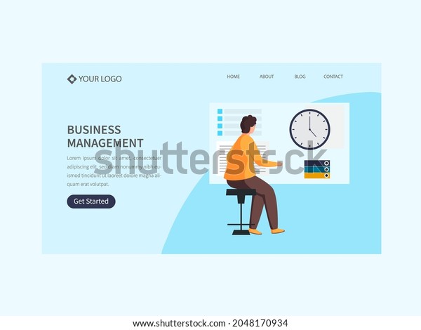 Business Management Concept Based Landing Page Stock Vector (Royalty ...