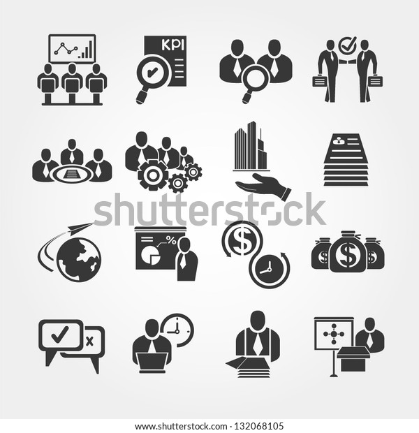Business Management Human Resource Icon Set Stock Vector (Royalty Free ...