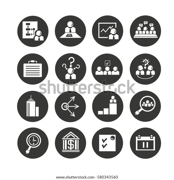 Business Management Icon Set Circle Buttons Stock Vector (Royalty Free ...