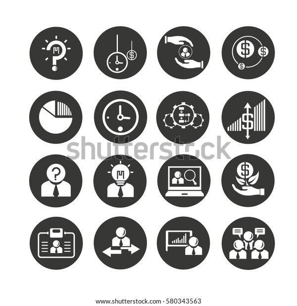 Business Management Icon Set Circle Buttons Stock Vector (Royalty Free ...