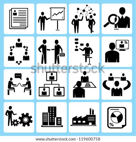 Business Management Organization Development Icon Set Stock Vector ...