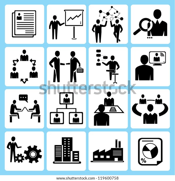 Business Management Organization Development Icon Set Stock Vector ...