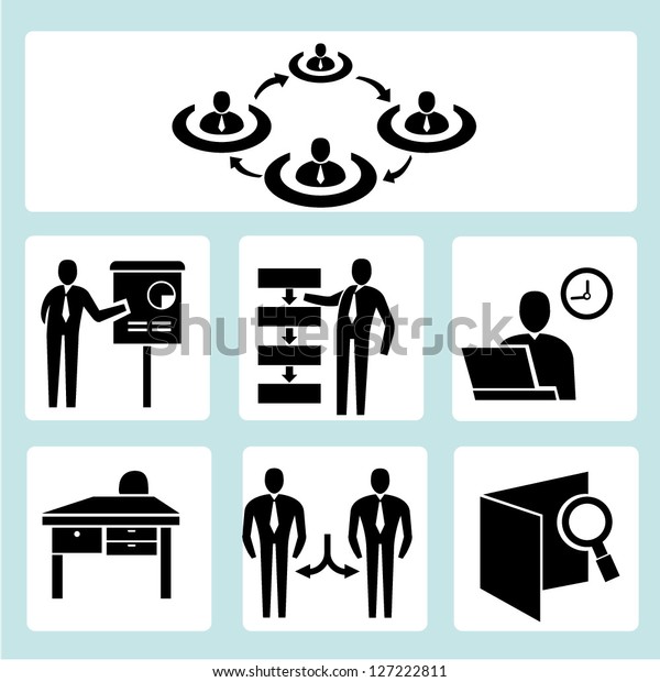 Business Management Organization Development Icon Set Stock Vector ...