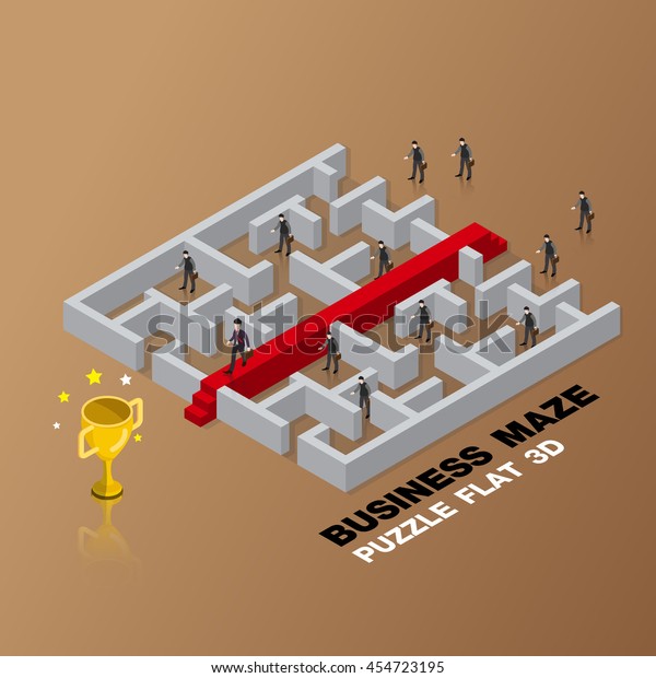 Business Maze Concept 3d Isometric Flat Stock Vector (Royalty Free ...