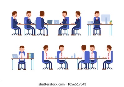 Businessman Work Sitting Front View Cartoon Stock Vector (Royalty Free ...