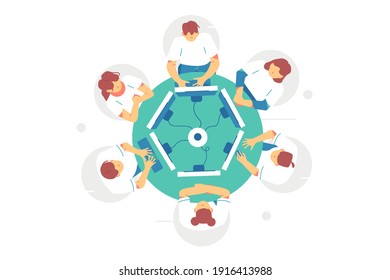 Business Meeting Round Table Vector Illustration Stock Vector (Royalty ...