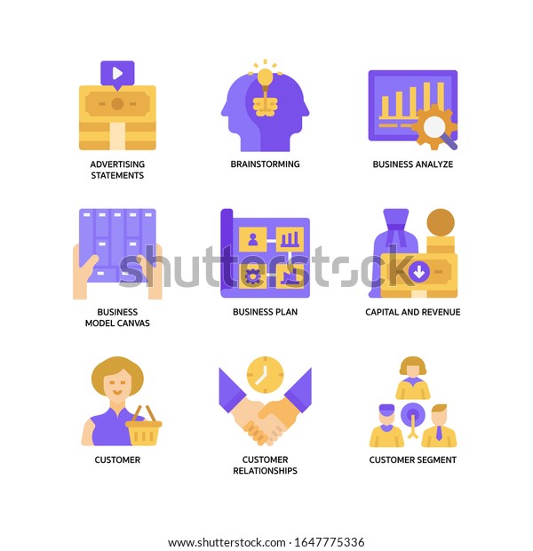 Business Model Canvas Icons Set Flat: เวกเตอร์สต็อก (ปลอดค่าลิขสิทธิ์ ...