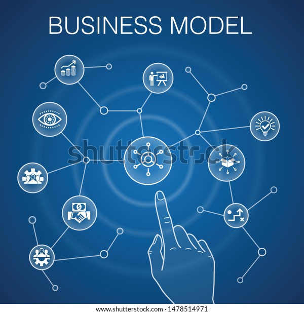 Business Model Concept Blue Background Strategy Stock Vector (Royalty ...