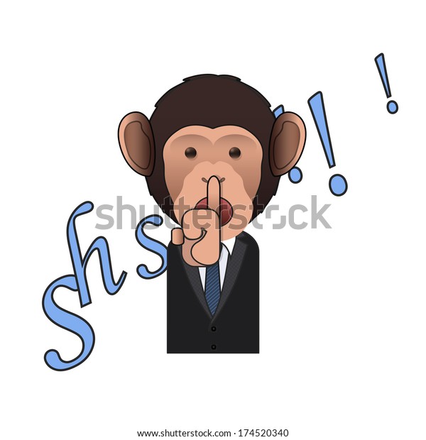 Business Monkey Making Silence Gesture Over Stock Vector (Royalty Free ...