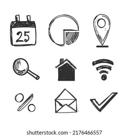 Business Objects Icons Set Hand Drawn Stock Vector (Royalty Free ...