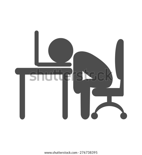 Business Office Tired Worker Flat Icon Stock Vector (Royalty Free ...