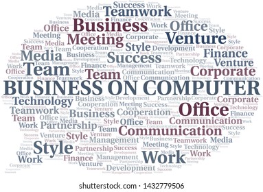 Business On Computer Word Cloud Collage Stock Vector (Royalty Free ...
