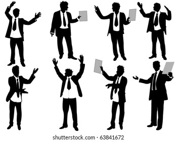 On Image Silhouettes Businessmen Movement Presented: เวกเตอร์สต็อก ...