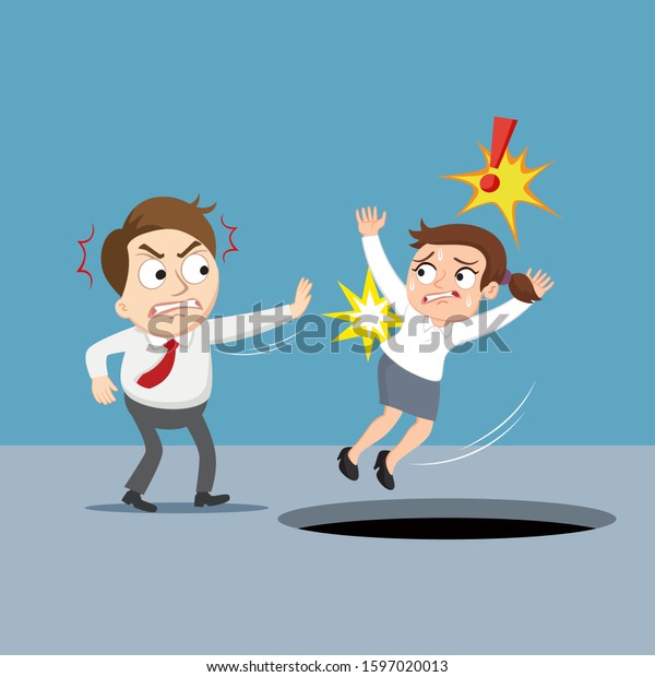 Business People Being Pushed Down By Stock Vector (Royalty Free ...