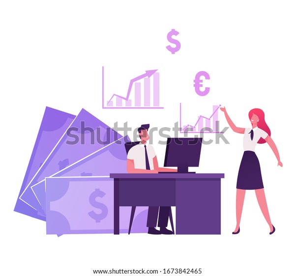 Business People Characters Traders Working On Stock Vector (Royalty ...