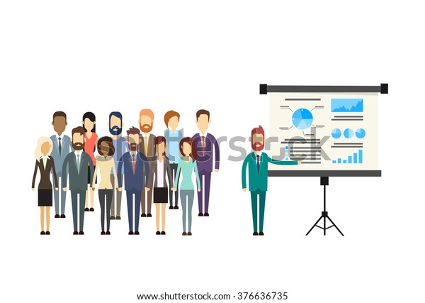 Business People Group Presentation Flip Chart Stock Vector (Royalty ...
