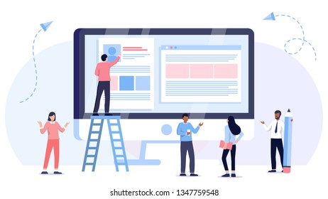 Business People Looking Computer Screen Modern Stock Vector (Royalty ...