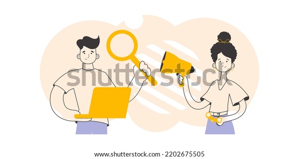 Business People Looking Staff Linear Style Stock Vector (Royalty Free ...