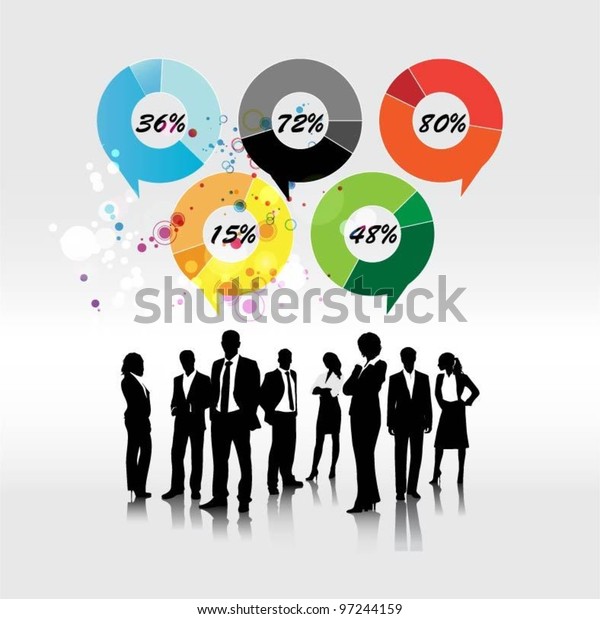 Business People Team Pie Chart Backgroundvector Stock Vector (Royalty ...