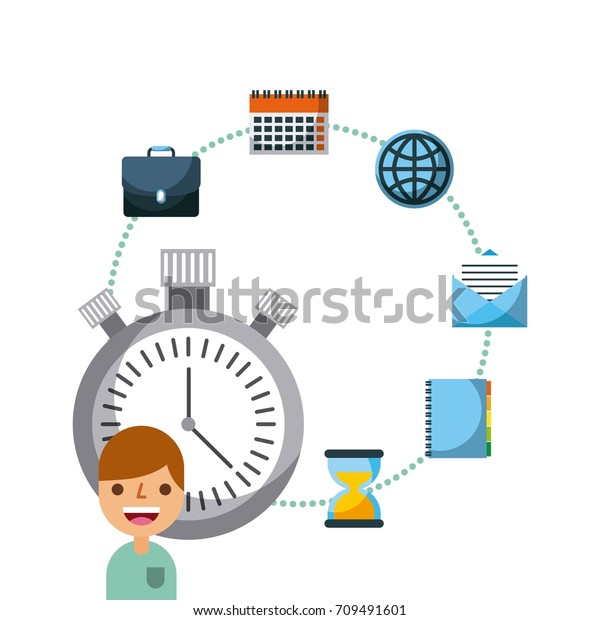Business People Work Chronometer Time Icons Stock Vector (Royalty Free ...