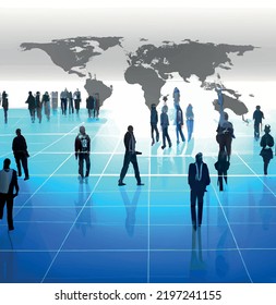 Business People World Map Stock Vector (Royalty Free) 2197241155 ...