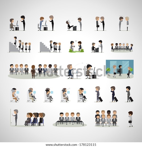 Business Peoples Different Situation Set Isolated Stock Vector (Royalty ...